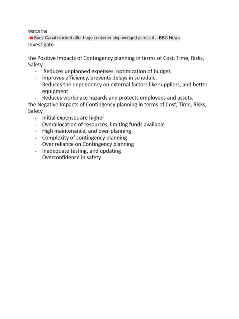 Contingency Plan | PDF
