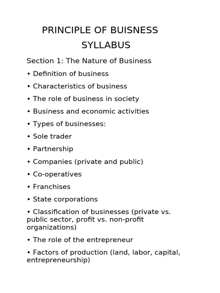 POB Syllabus | PDF | Business | Taxes