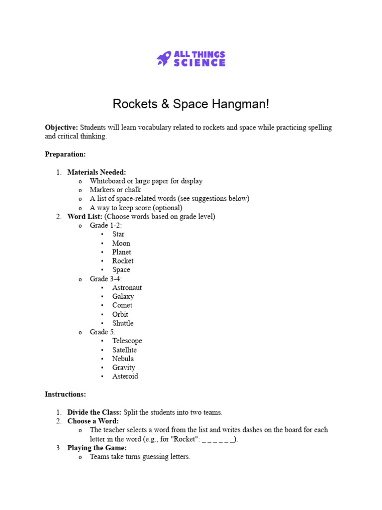 Space Hangman Class Activity.docx | PDF