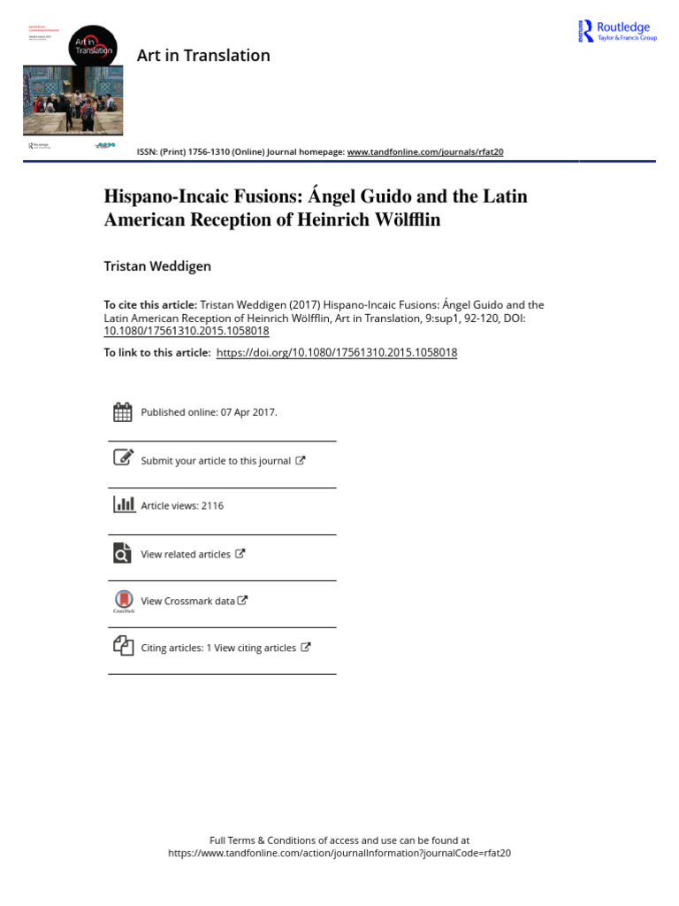 Hispano-Incaic Fusions ngel Guido and the Latin American Reception of Heinrich W lfflin | PDF ...