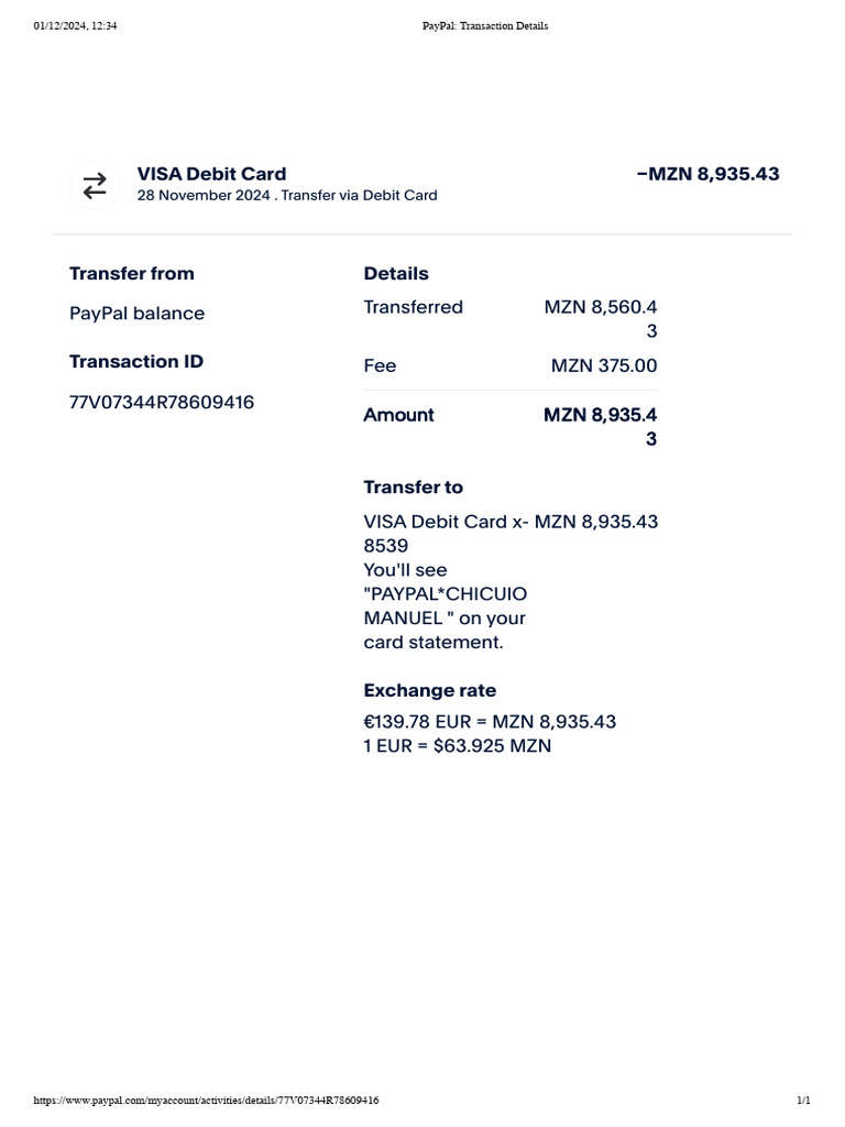 PayPal - Transaction Details | PDF