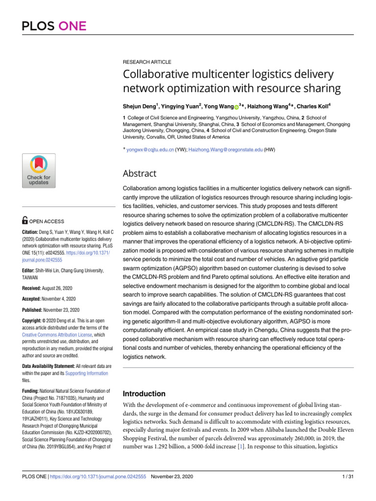 Collaborative Multicenter Logistics Delivery | PDF | Logistics ...