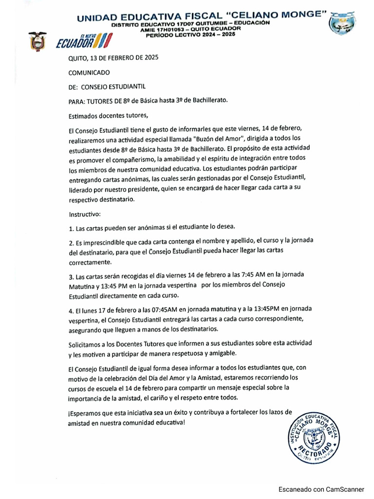 Comunicado Consejo Estudiantil | PDF