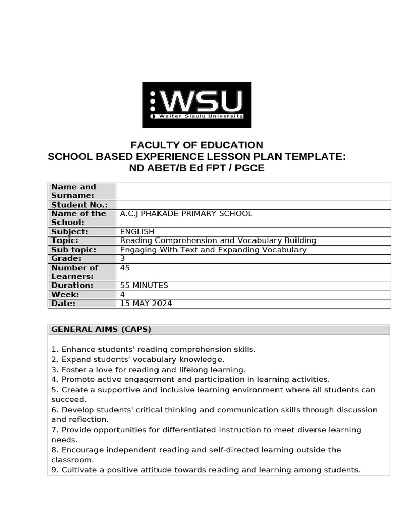 Grade 3 Reading Comprehension Lesson Plan | PDF | Reading Comprehension ...