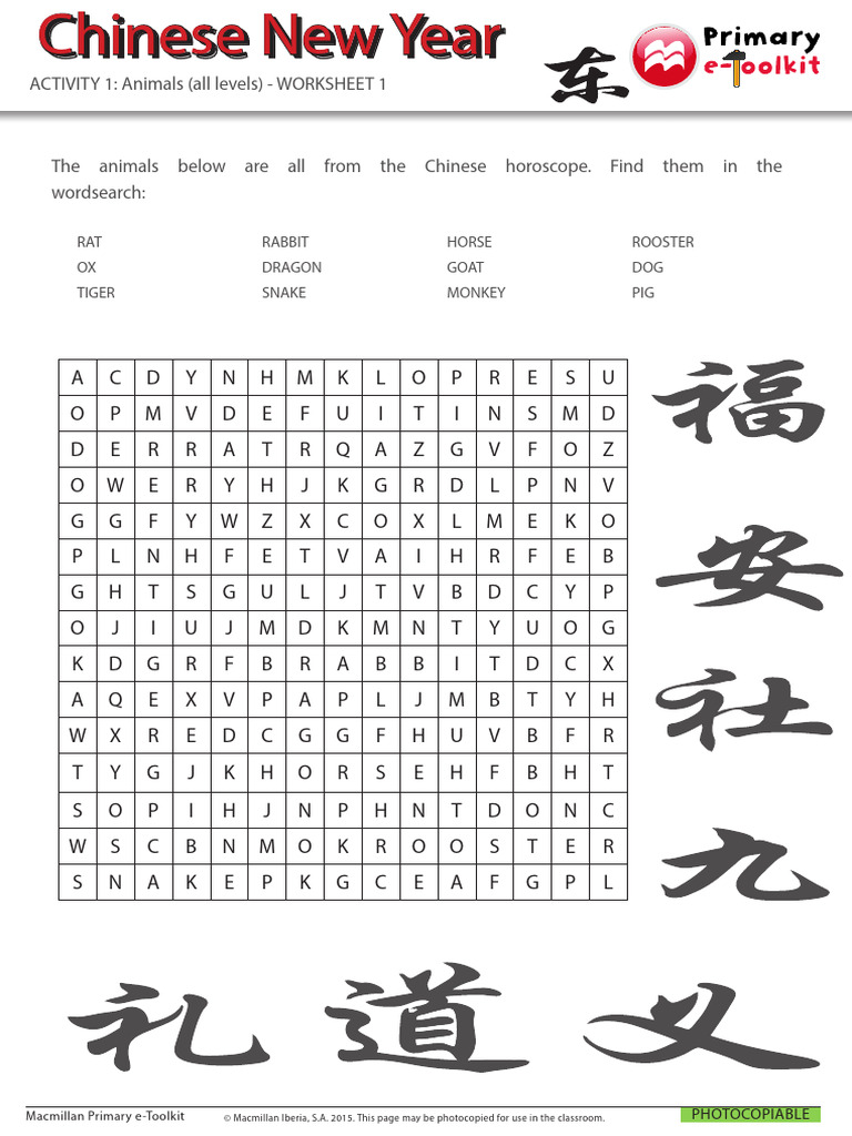 Chinese New Year Primary Activities-1-And-2 | PDF | Astrological Sign