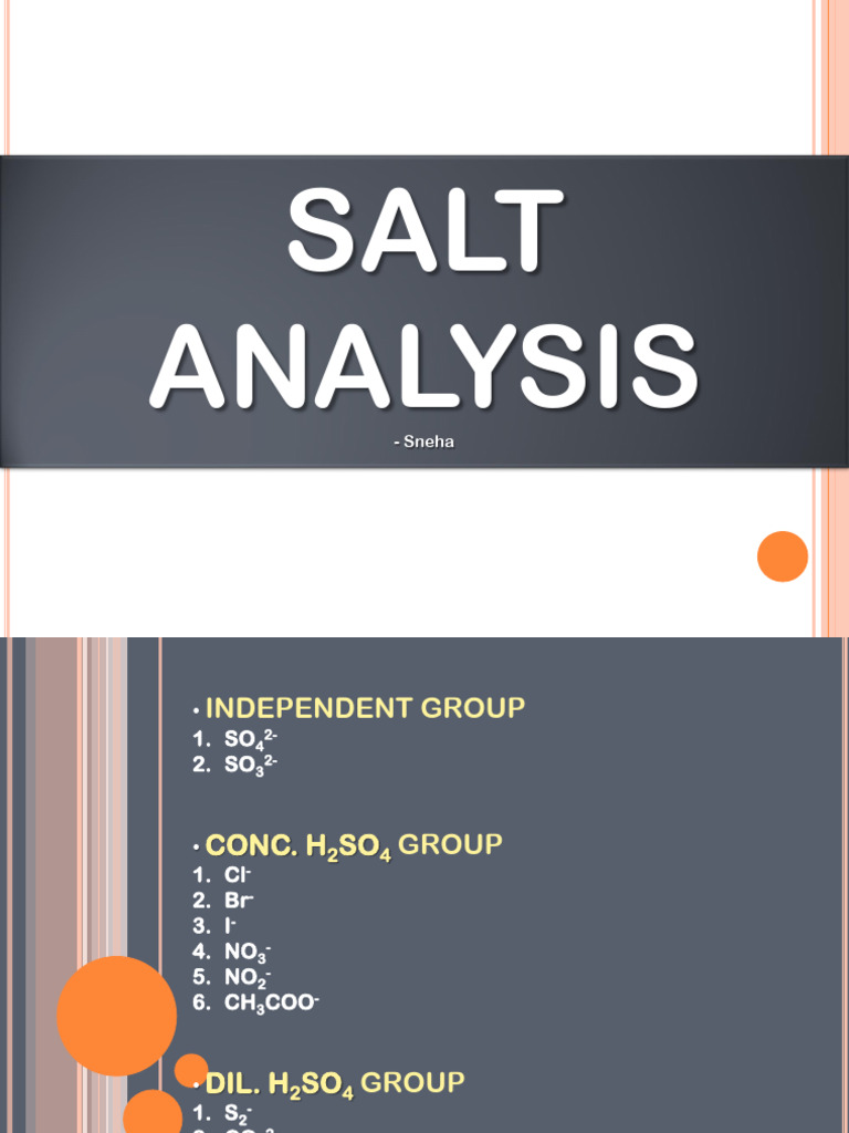 Qualitative Analysis of Salts | PDF | Ammonium | Acetate