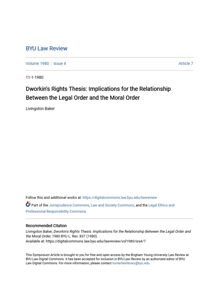 Dworkin's Rights Thesis Explained | PDF | Jurisprudence | John Rawls
