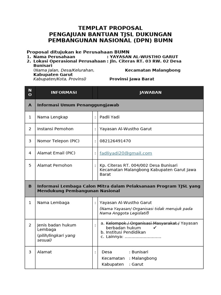 Proposal Air Bersih Yayasan Al-wustho Garut | PDF