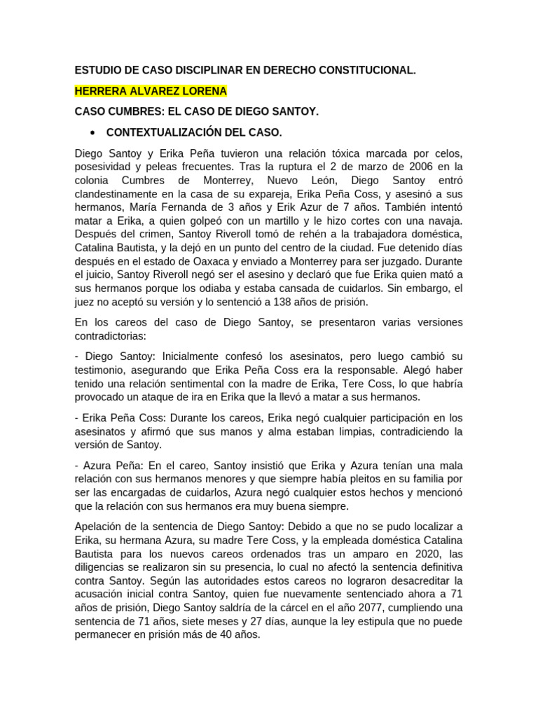 CASO CUMBRES EL CASO DE DIEGO SANTOY | PDF | Homicidio | Debido al proceso