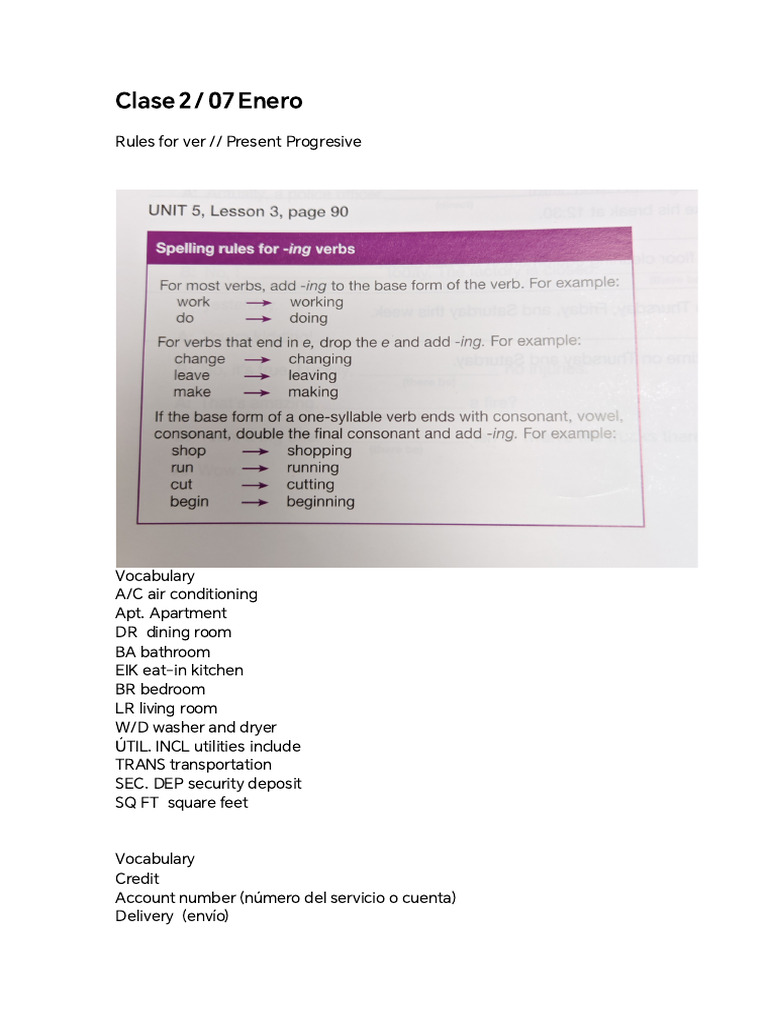 Vocabulario Clave para Alquiler y Servicios | PDF