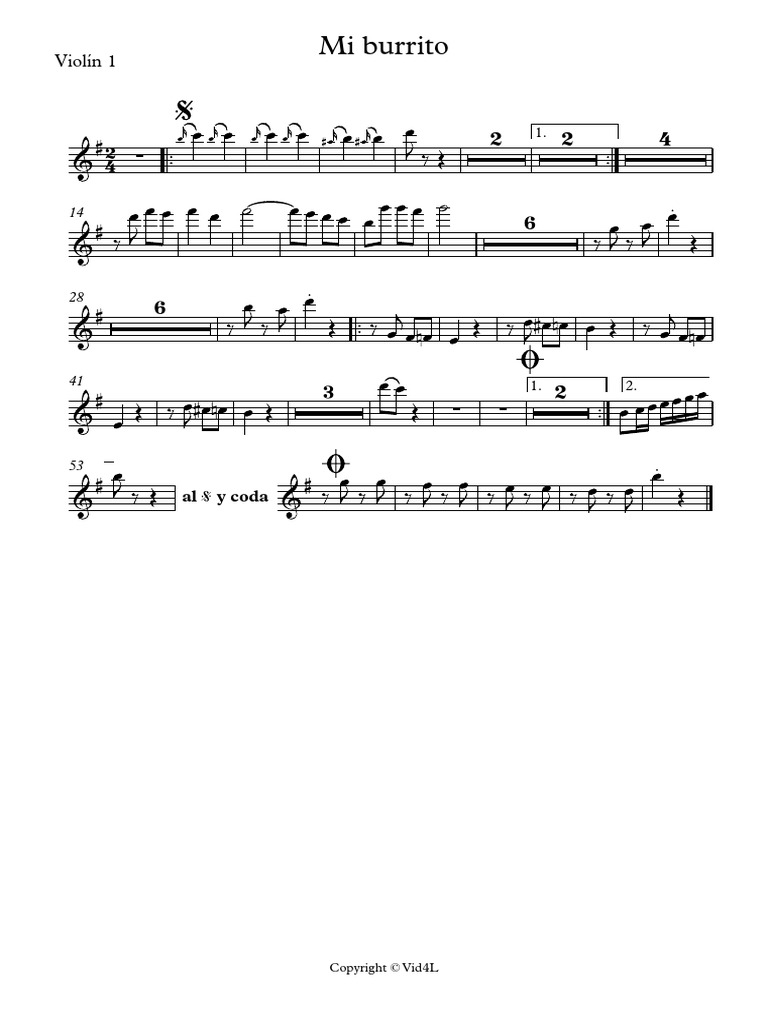 Mi Burrito - Violin 1 | PDF