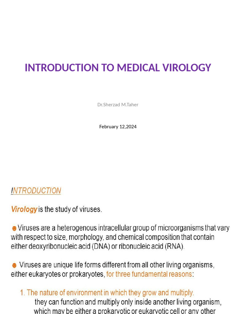 Medical Virology Introduction | PDF