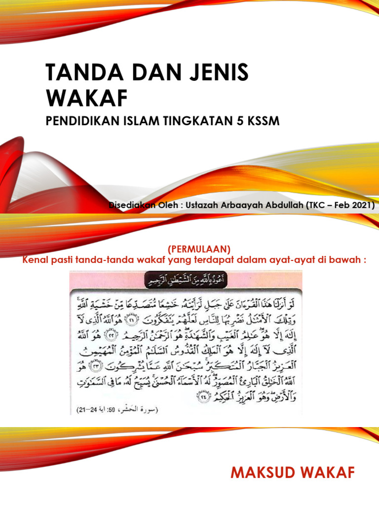 TANDA, JENIS WAKAF & IBTIDA' | PDF