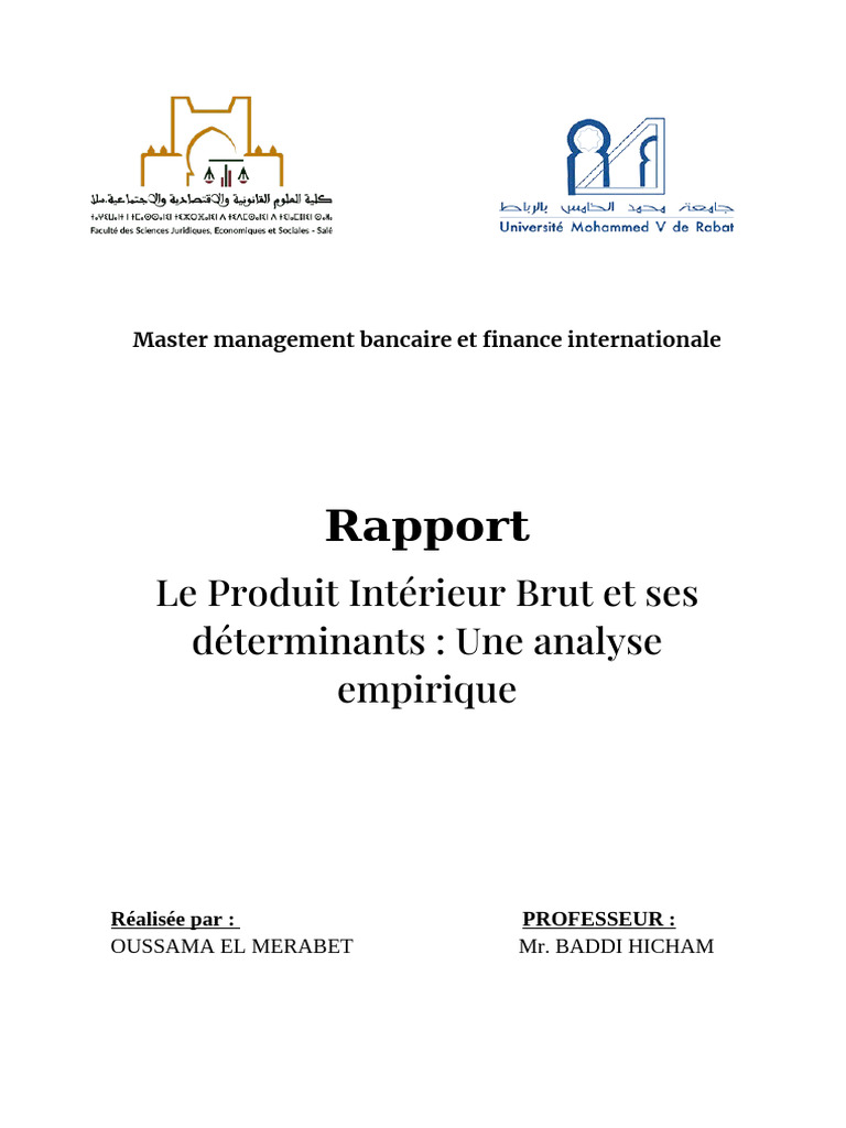 Rapport 1 | PDF | Produit intérieur brut | Inflation