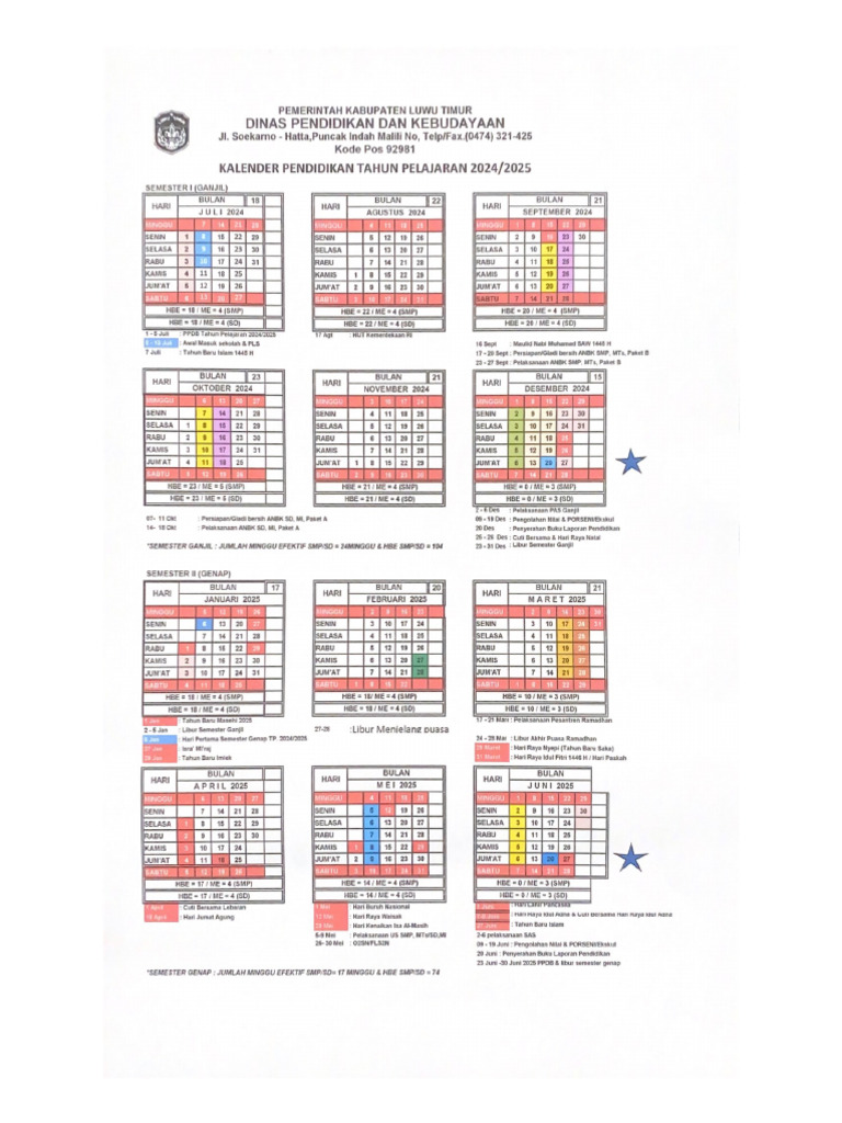 Kalender Pendidikan 2024-2025 | PDF