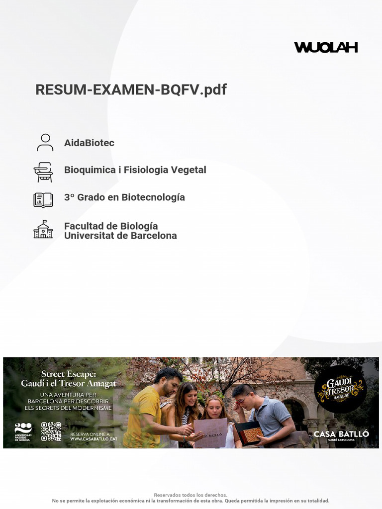Wuolah Free Resum Examen BQFV | PDF | Fisiología | Botánica