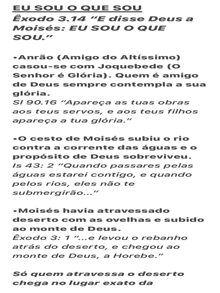 EU SOU O QUE SOU | PDF | Moisés | Livro do Êxodo