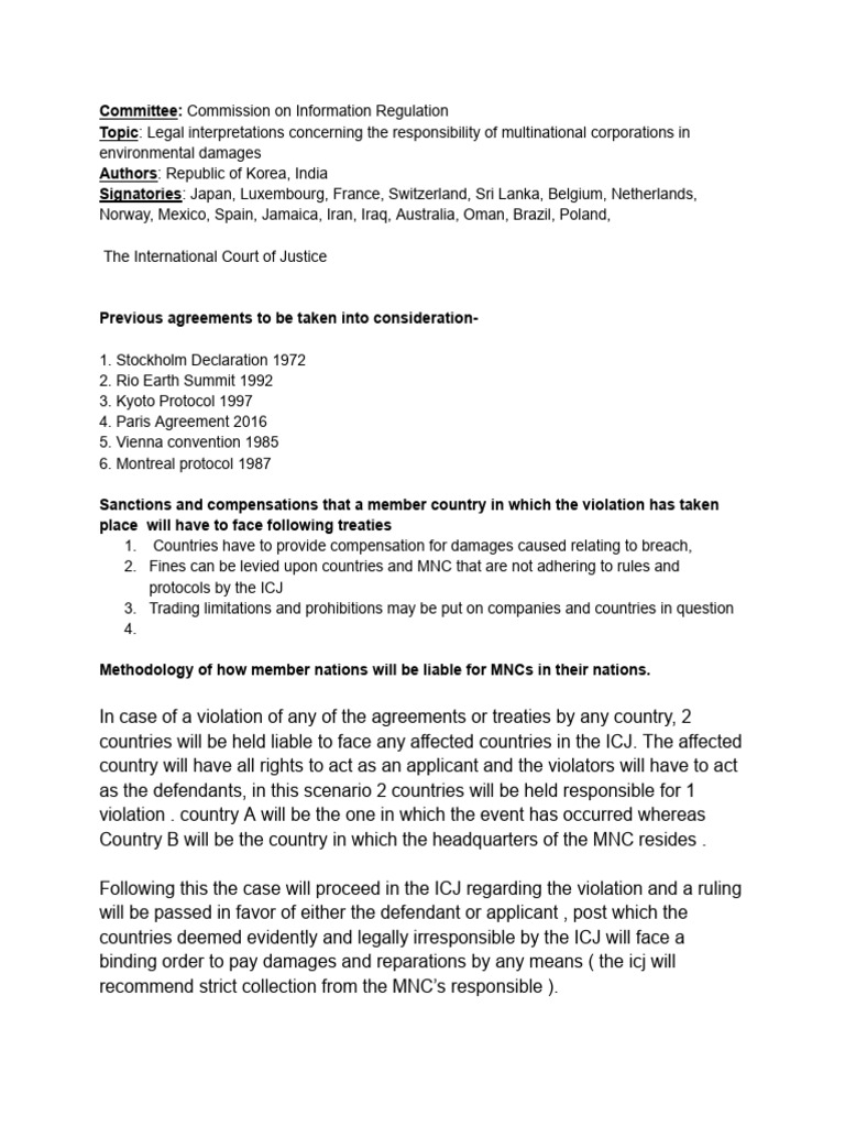 Working Paper 1 | PDF | Treaty | Multinational Corporation