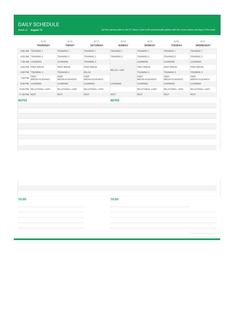 Weekly Training and Learning Schedule | PDF