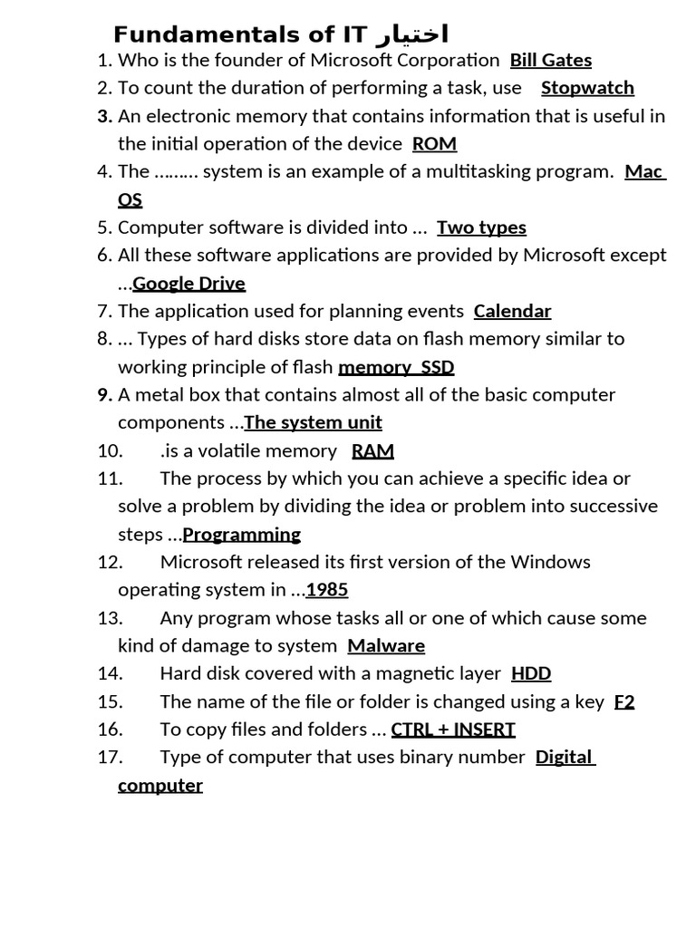IT Fundamentals: Key Concepts Explained | PDF