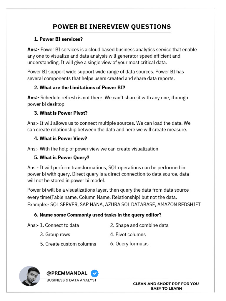 Power BI Interview Questions For Beginners 1728291947 | PDF | Microsoft Sql Server | Table ...