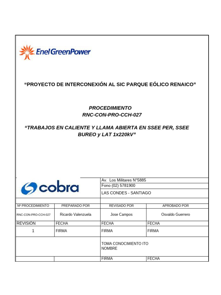 RNC-CON-PRO-CCH-027 Procedimiento Trabajos en Caliente y Llama Abierta ...