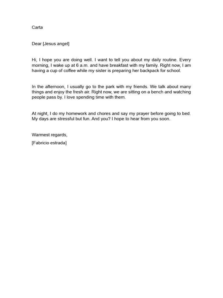 Daily Routine Letter to a Friend | PDF