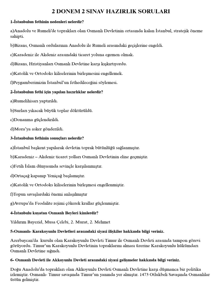 Tarih 2-2 Sınav Hazırlık Soruları.docx_20240524_153836_0000 | PDF