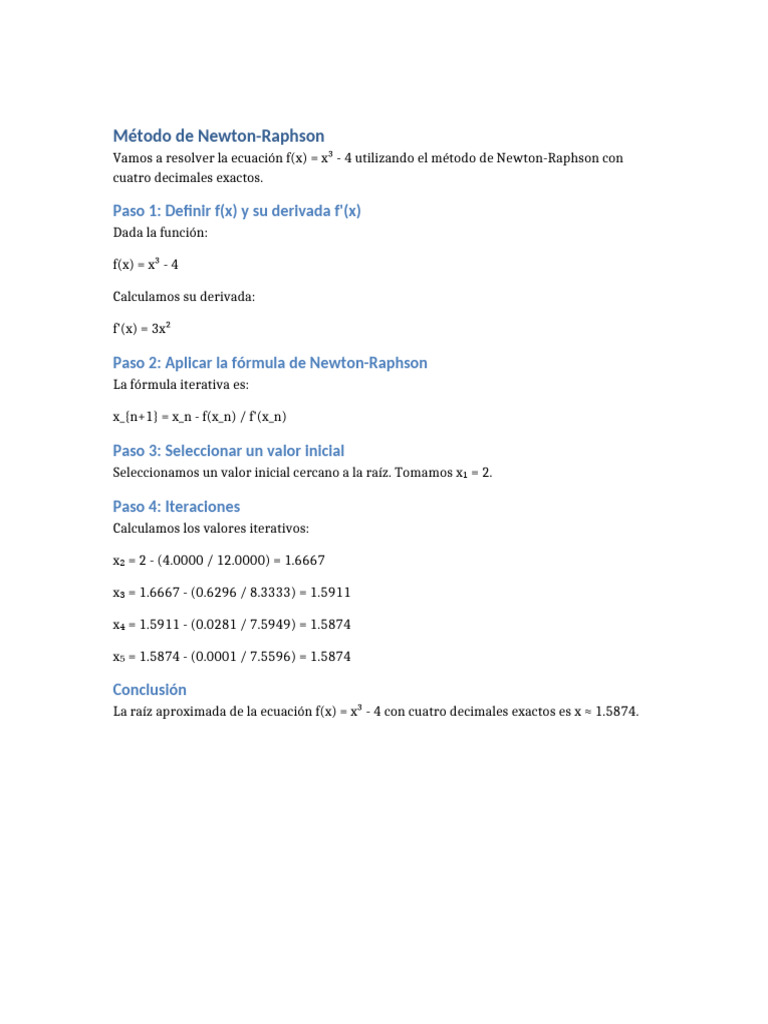 Metodo Newton Raphson x3-4 | PDF
