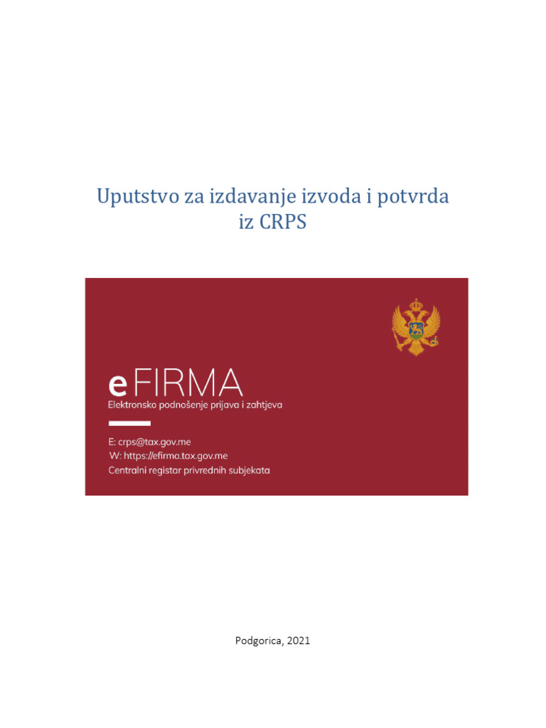 Izdavanje Izvoda I Potvrda Iz CRPS | PDF