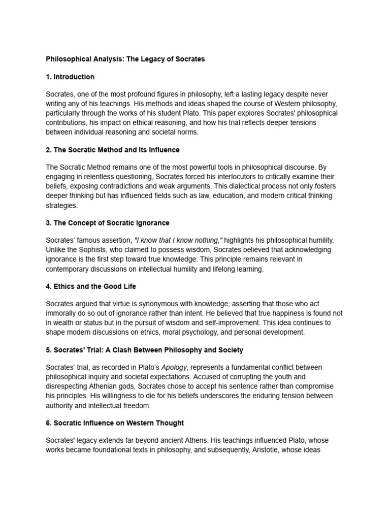 Philosophical Analysis: The Legacy of Socrates | PDF | Socrates | Plato