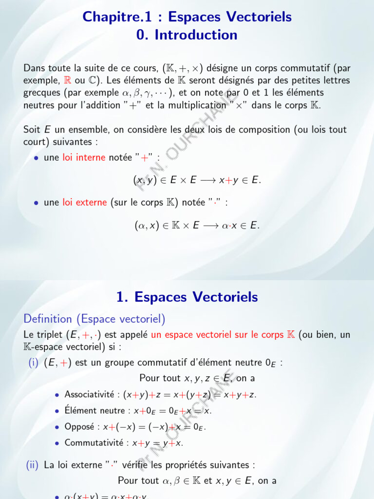 Introduction aux Espaces Vectoriels | PDF | Scalaire (mathématiques ...