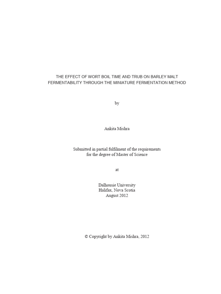 Effect of Wort Boil Time and Trub On Fermenability A Mishra 2012 | PDF ...