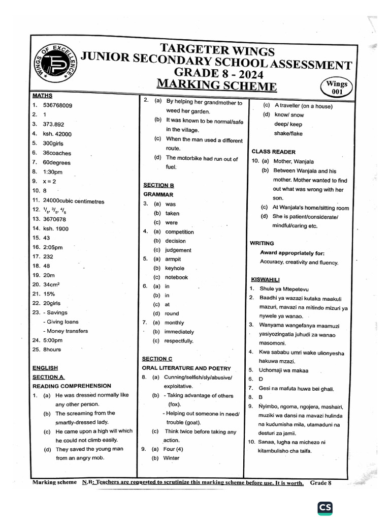Marking Scheme | PDF