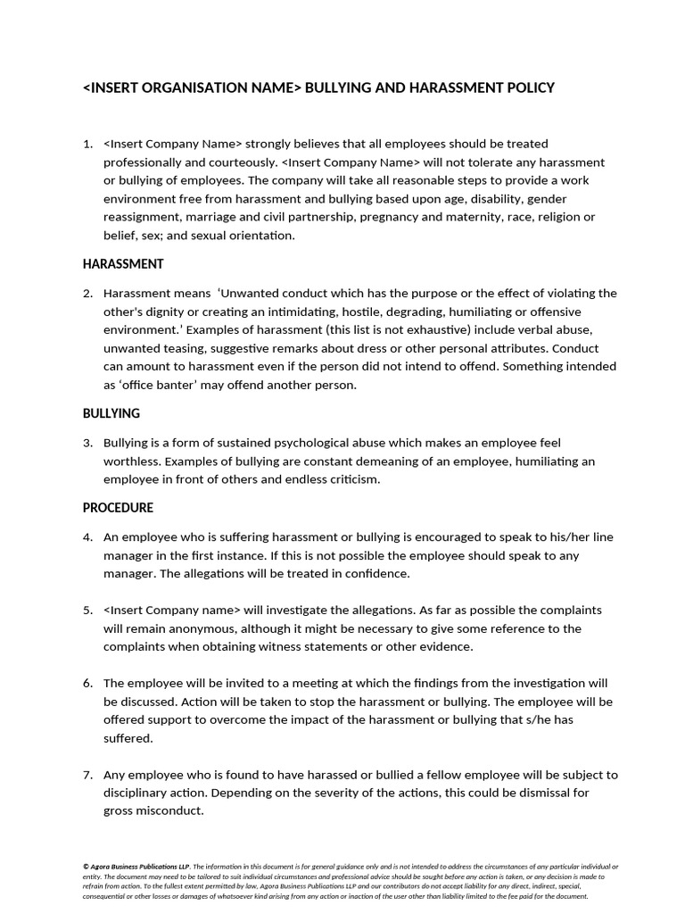 Bullying-and-Harassment-Policy | PDF | Harassment | Bullying