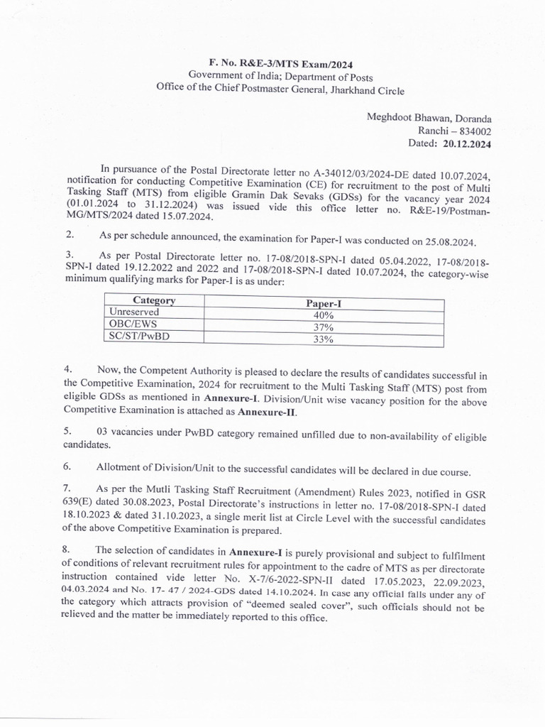 MTS Result 2024 | PDF