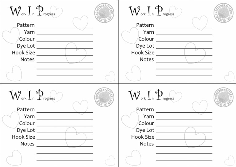 Work in Progress Cards | PDF