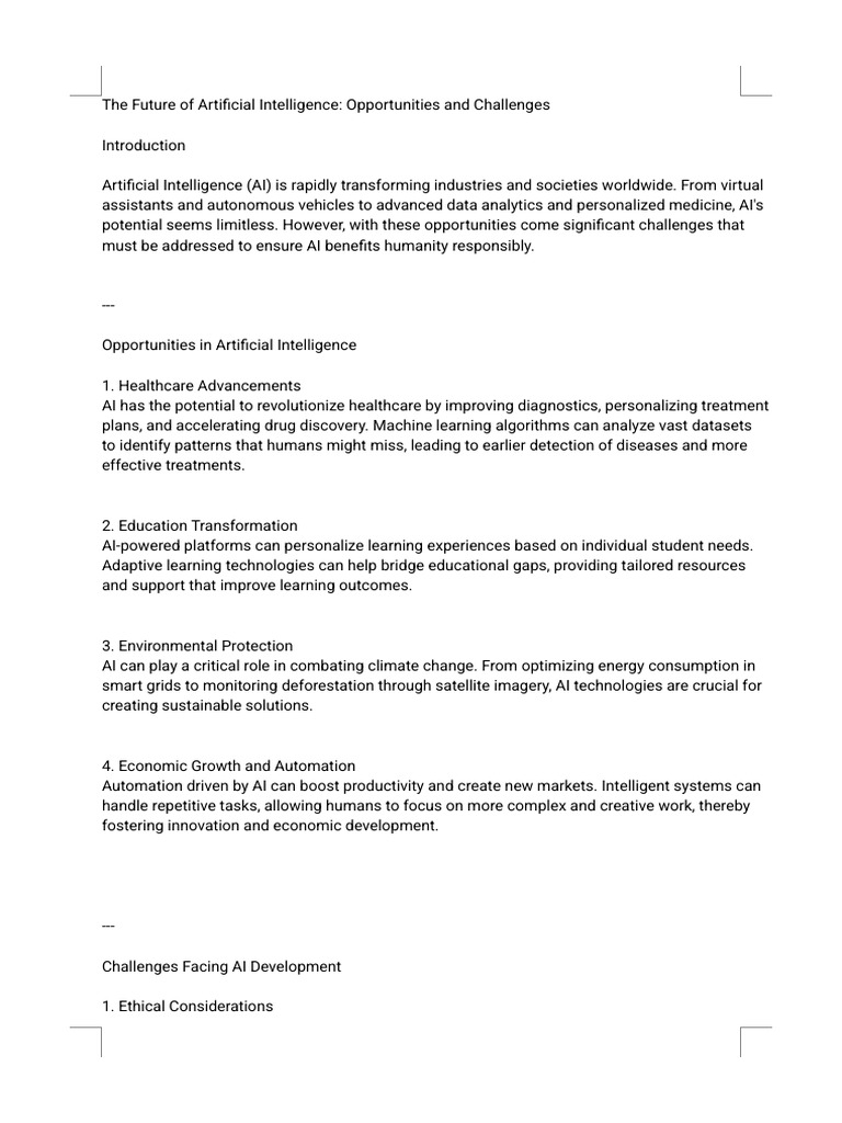 Ai S Future Opportunities Challenges Pdf Artificial Intelligence