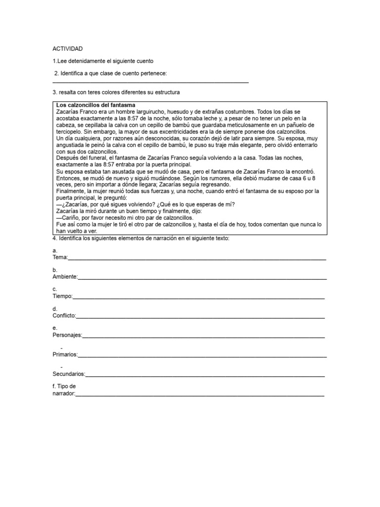 analisis literario de un cuento 6° | PDF | Cuentos