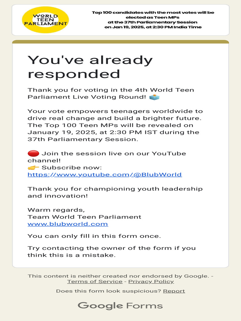 You've Already Responded | PDF