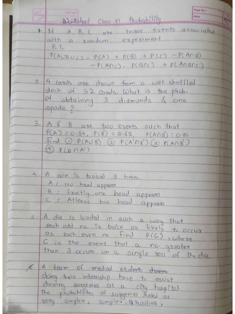 Class 11 Probability | PDF