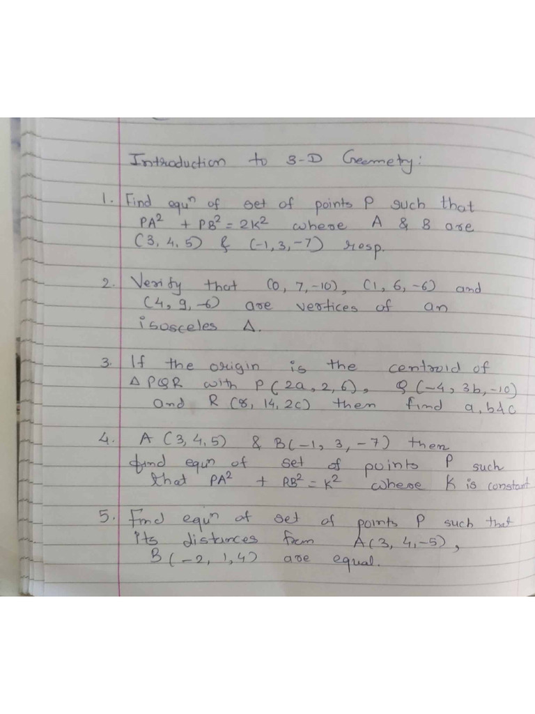 Class 11 3-D Geometry | PDF