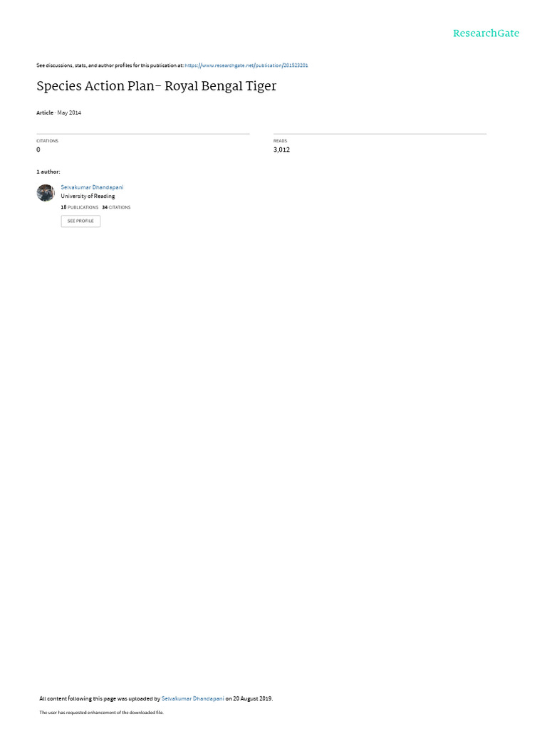 tiger1 8 | PDF | Tiger | Conservation Biology