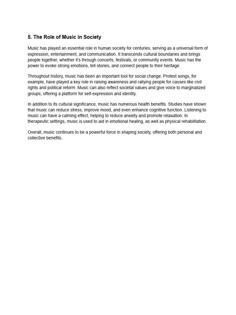 The Impact of Music on Society | PDF