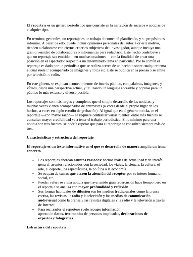 El reportaje es un género periodístico | PDF | Comunicación humana ...