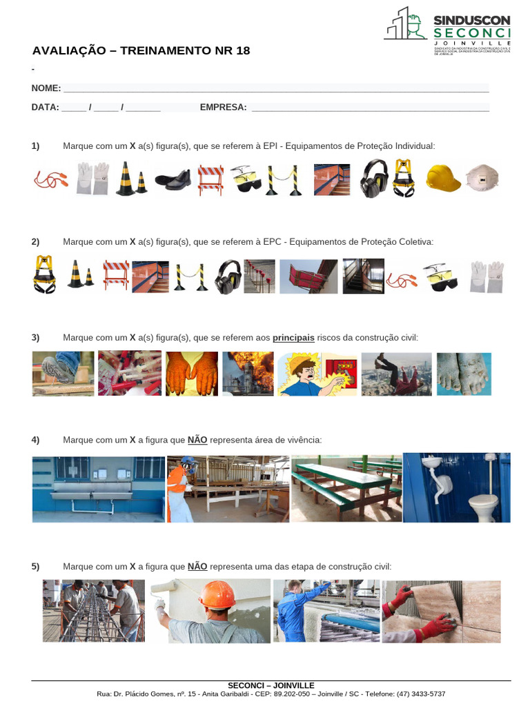 PROVA Múltipla Escolha - NR 18 | PDF