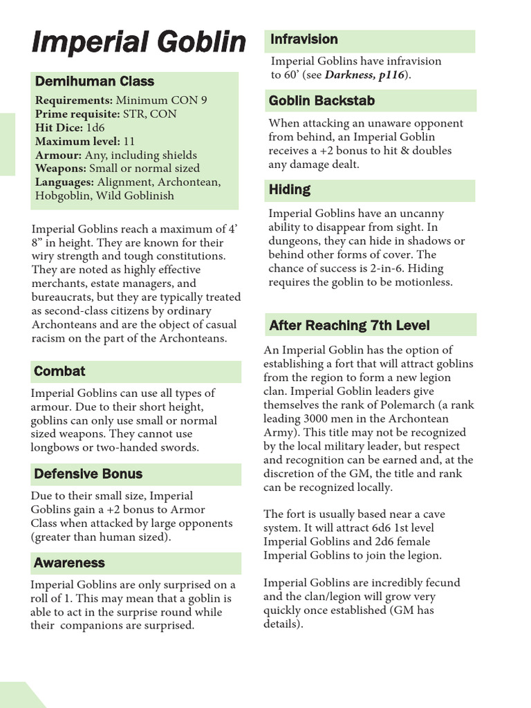 OSE Classic Imperial Goblin by Sam Dillon | PDF