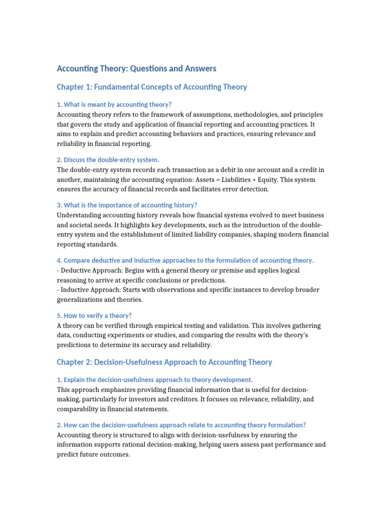 Accounting Theory for Students | PDF | Theory | Accounting