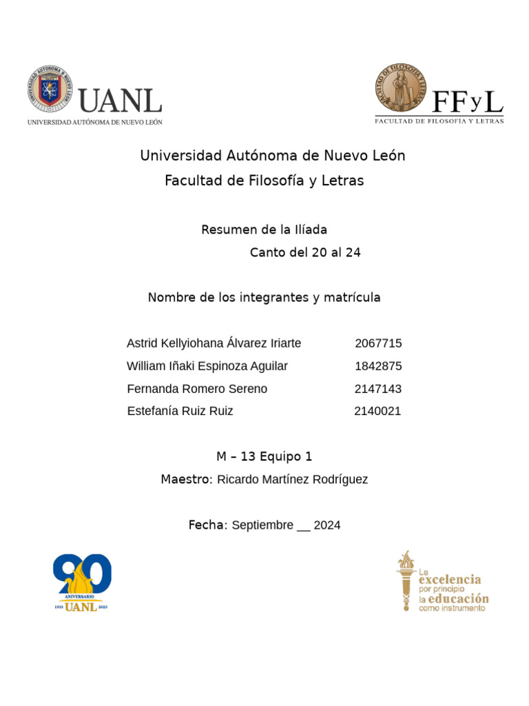 Resumen de los Cantos 20 al 24 de la Ilíada | PDF | Héctor | Aquiles