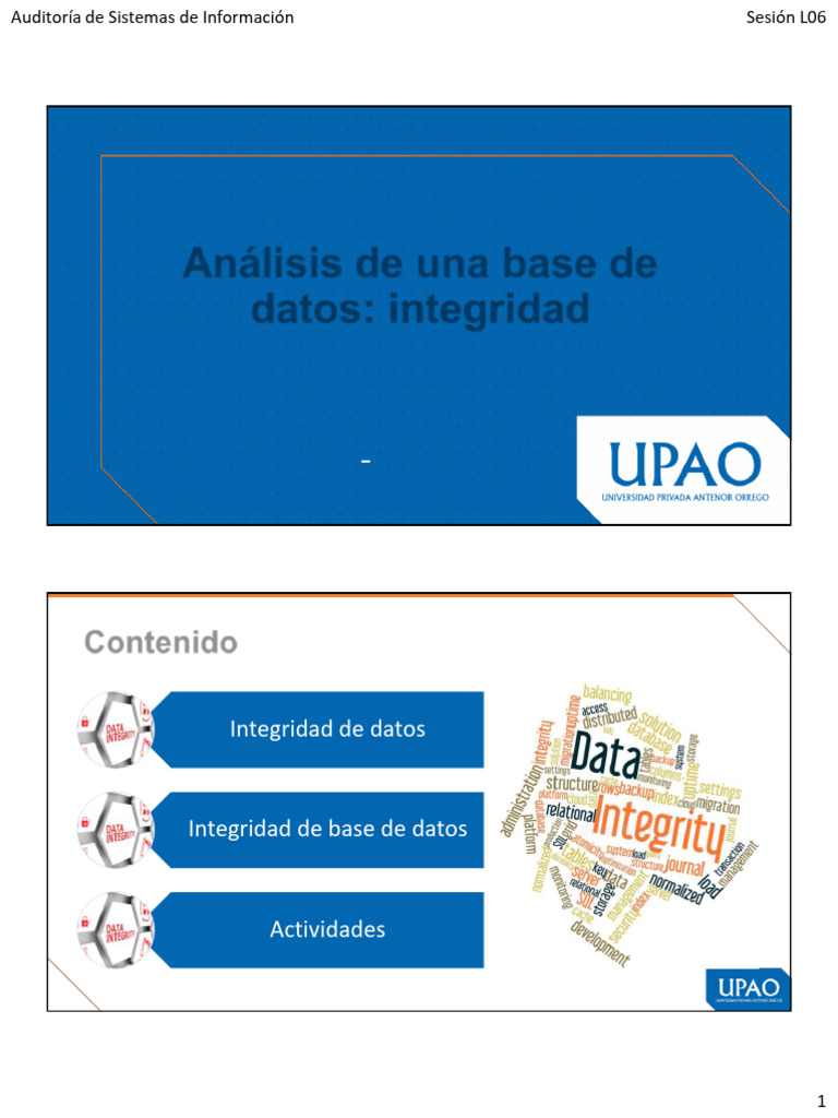ASI - L06 - Análisis de La Integridad de Una Base de Datos | PDF ...